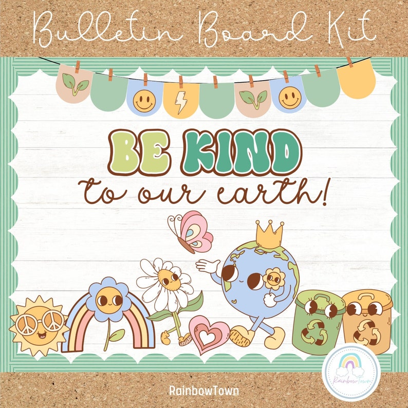 Earth Day Bulletin Board Kit Retro Groovy Classroom Decor Printable - Etsy