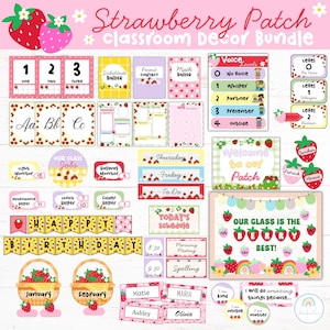 Strawberry Patch Classroom Decor Bundle Printable Digital Download - Etsy