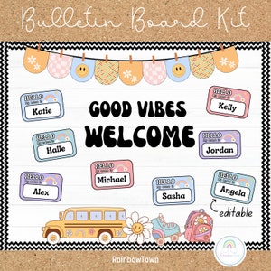 Groovy Welcome Back to School Bulletin Board Kit Printable & Editable ...