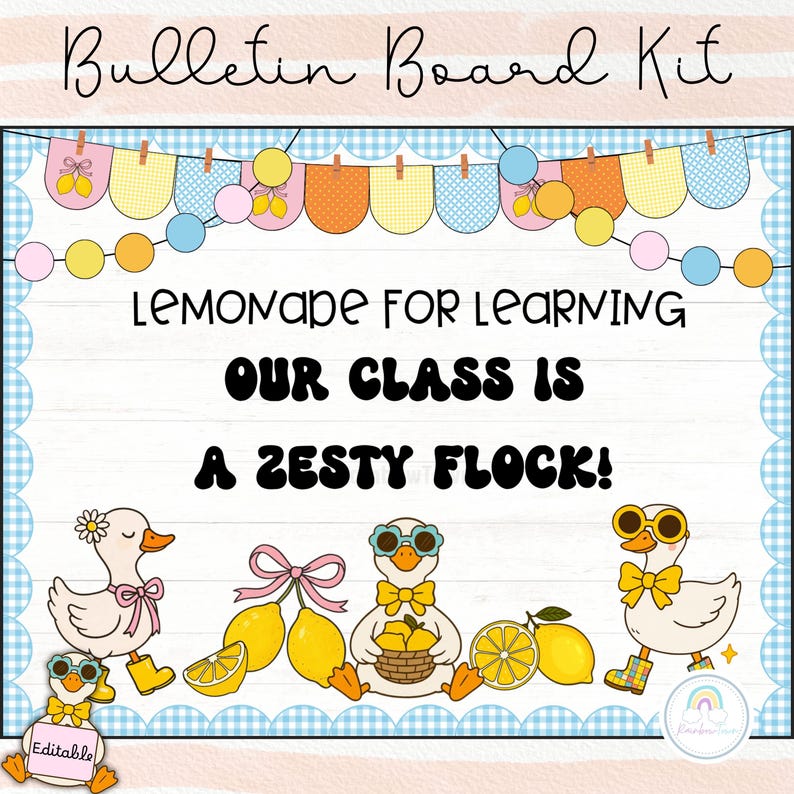Back to School Bulletin Board Goose & Lemon Classroom Decor Printable ...