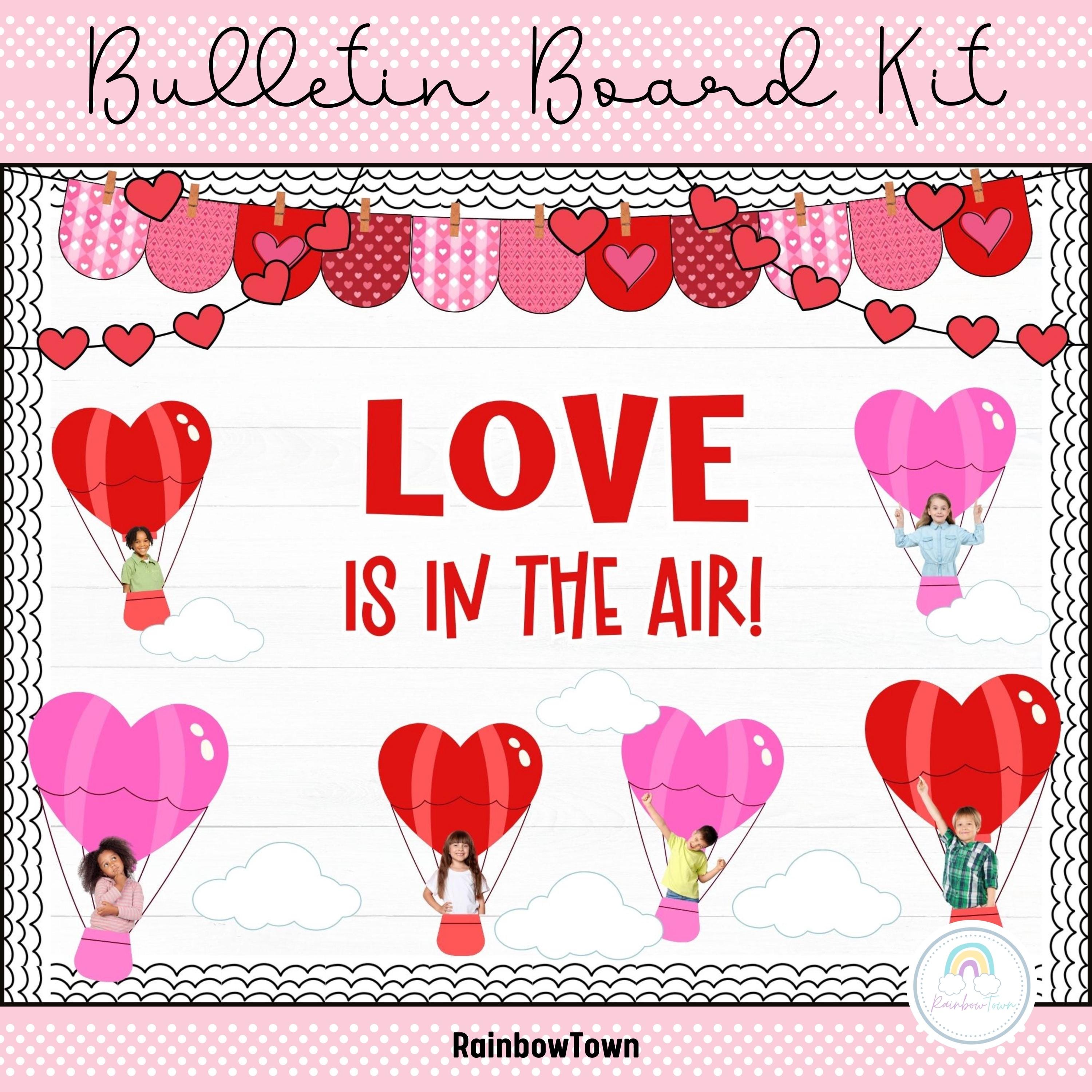 Valentine's Day Bulletin Board Kit Hot Air Balloon Classroom Decor ...