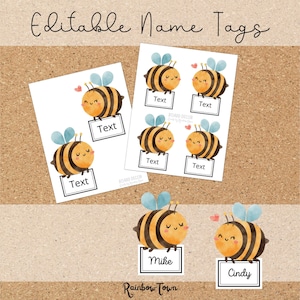 BEE Editable Name Tags Spring Summber Bulletin Board Decorations - Etsy