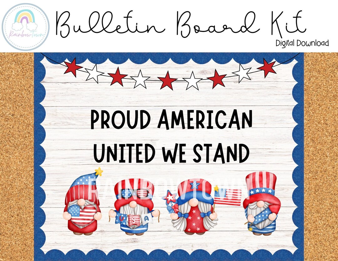 Patriotic Bulletin Board Kit: 4th of July Gnomes Decor (digital ...