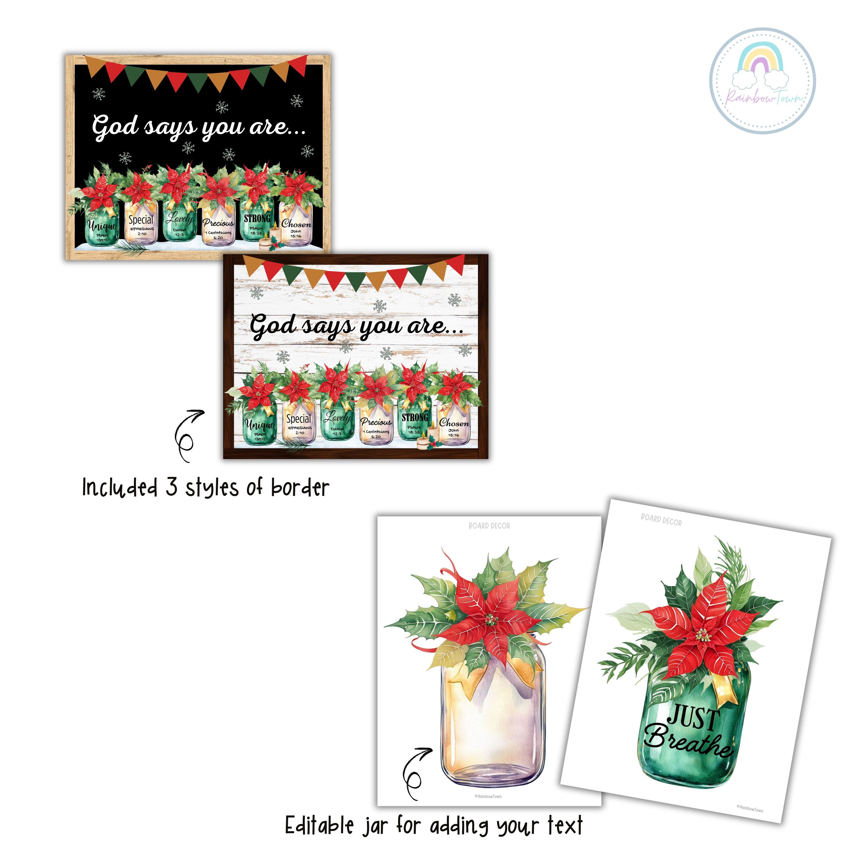 Christmas Christian Bulletin Board Kit | God Says You Are Classroom ...