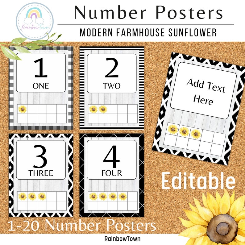 Modern Farmhouse Sunflower Classroom Decor BUNDLE Sunflower - Etsy