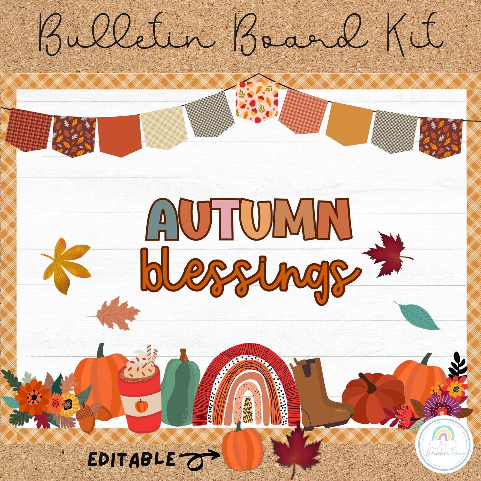 Fall Leaves Bulletin Board Kit Autumn Classroom Decorations Printable ...