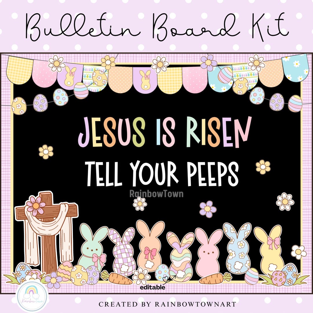 Easter Bulletin Board Kit Bunny Christian Classroom Decor Printable ...