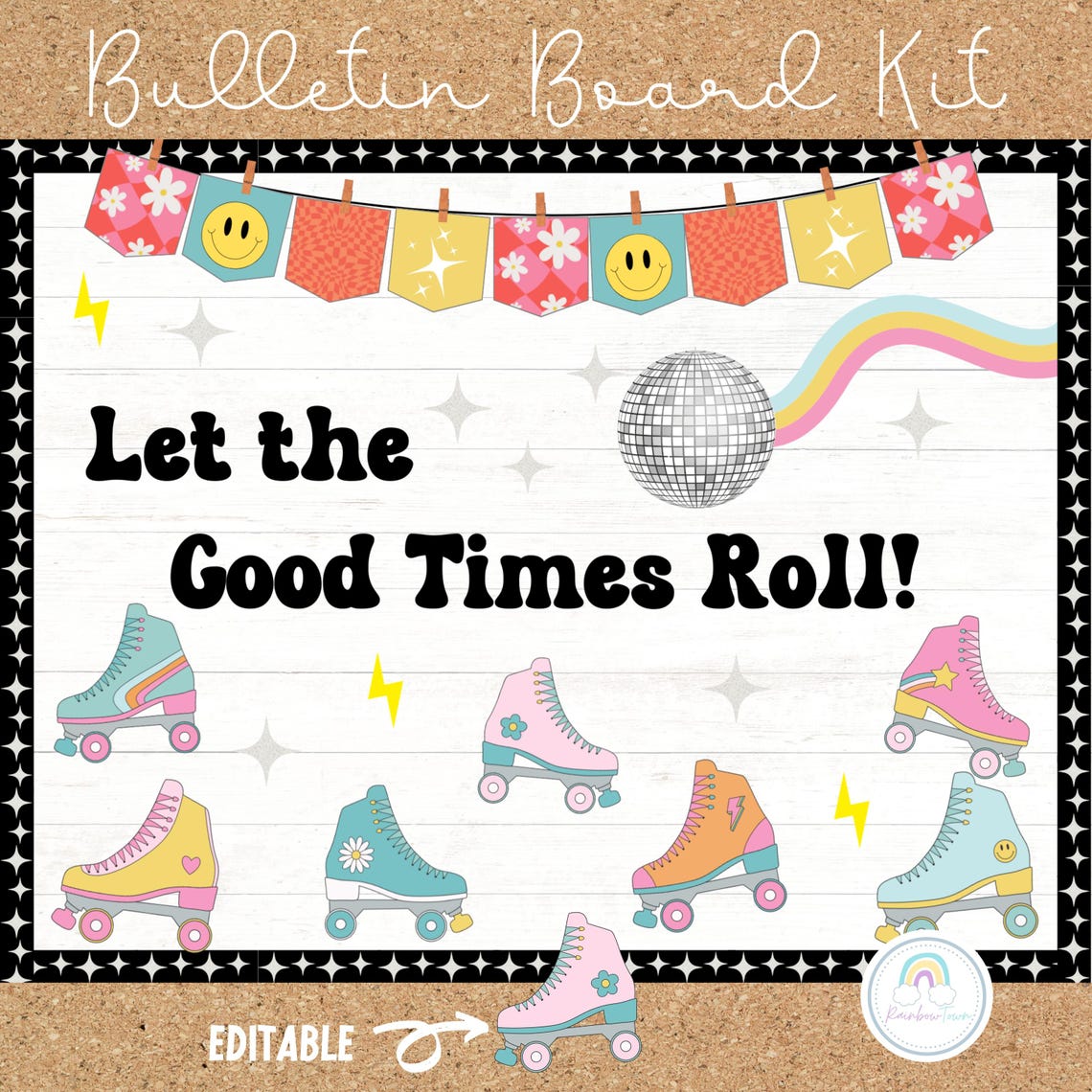 Groovy Roller Skate Bulletin Board Kit: Retro Classroom Decor ...