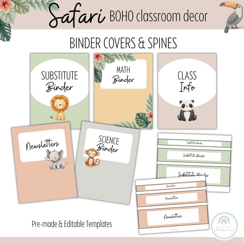 Safari Classroom Decor Bundle Boho Jungle Theme Decorations Printable ...