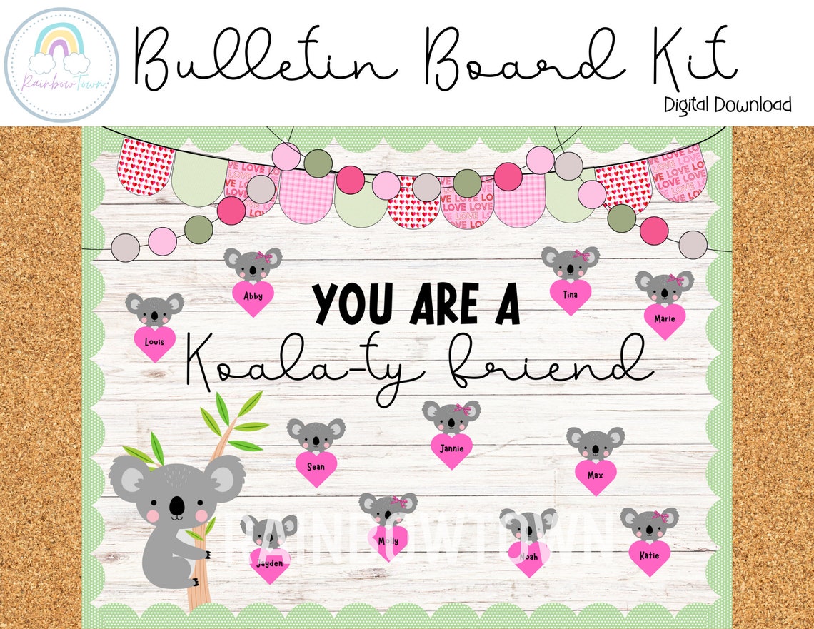 Valentine's Day Bulletin Board Koala Classroom Decor Printable Editable ...