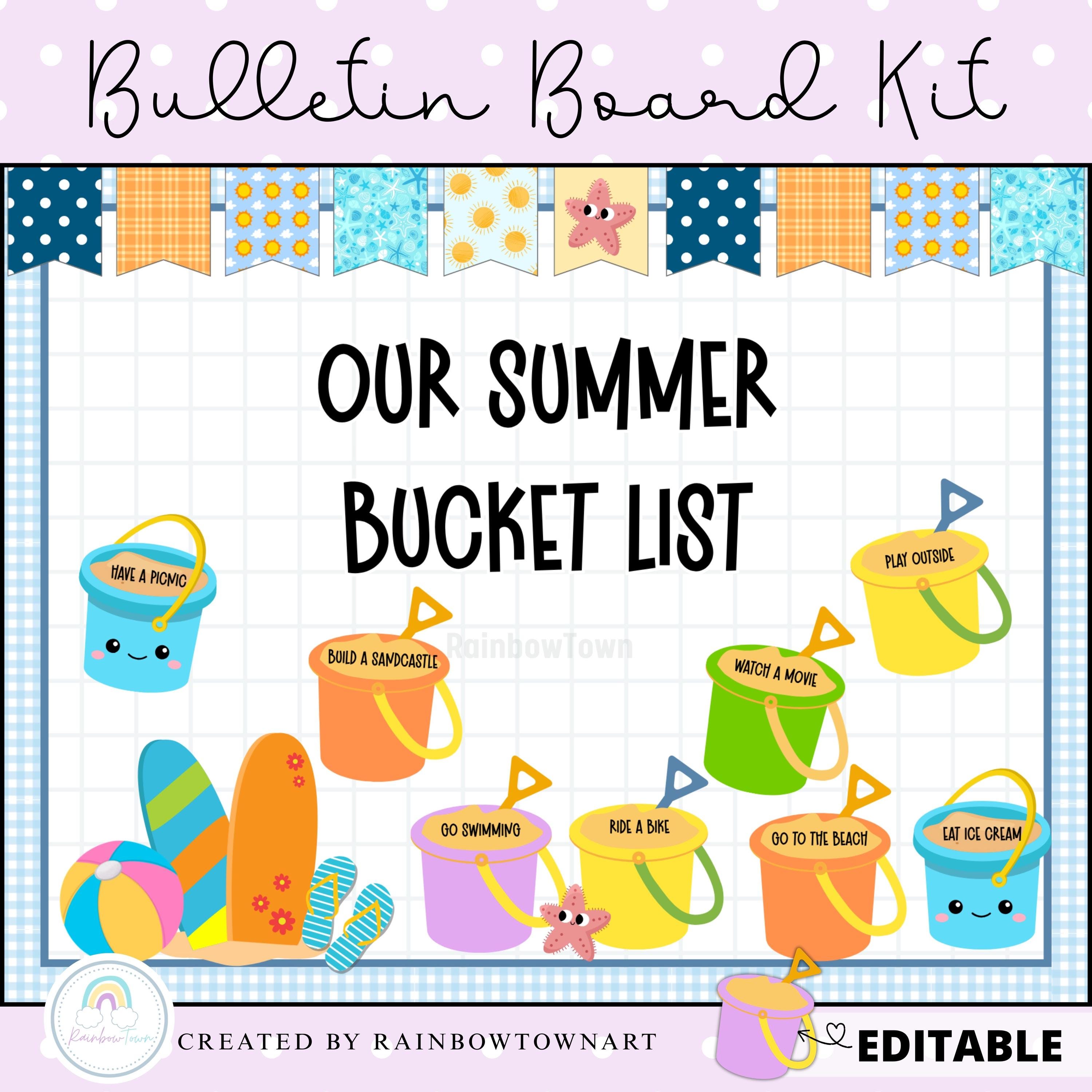 Summer Bulletin Board Kit Bucket List Classroom Decor Printable ...