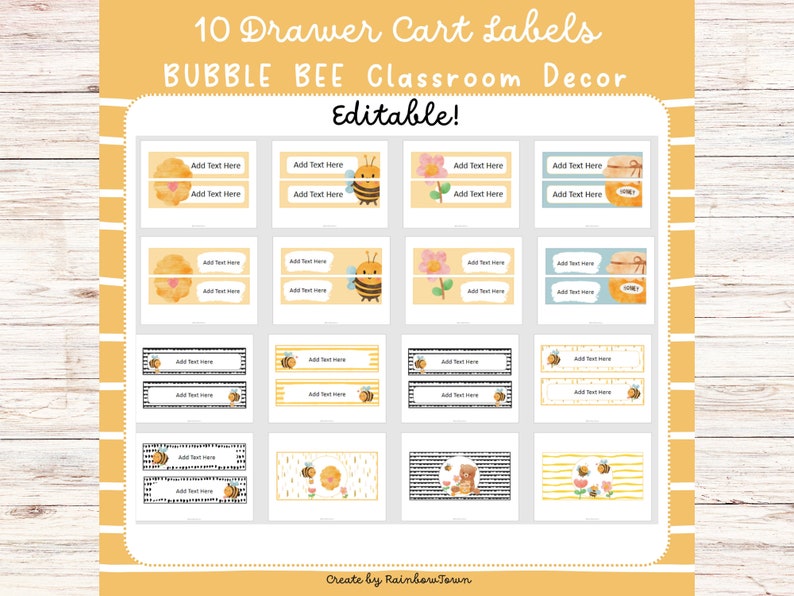 10 Drawer Cart Labels Editable Teacher Rolling Cart Labels BEE - Etsy