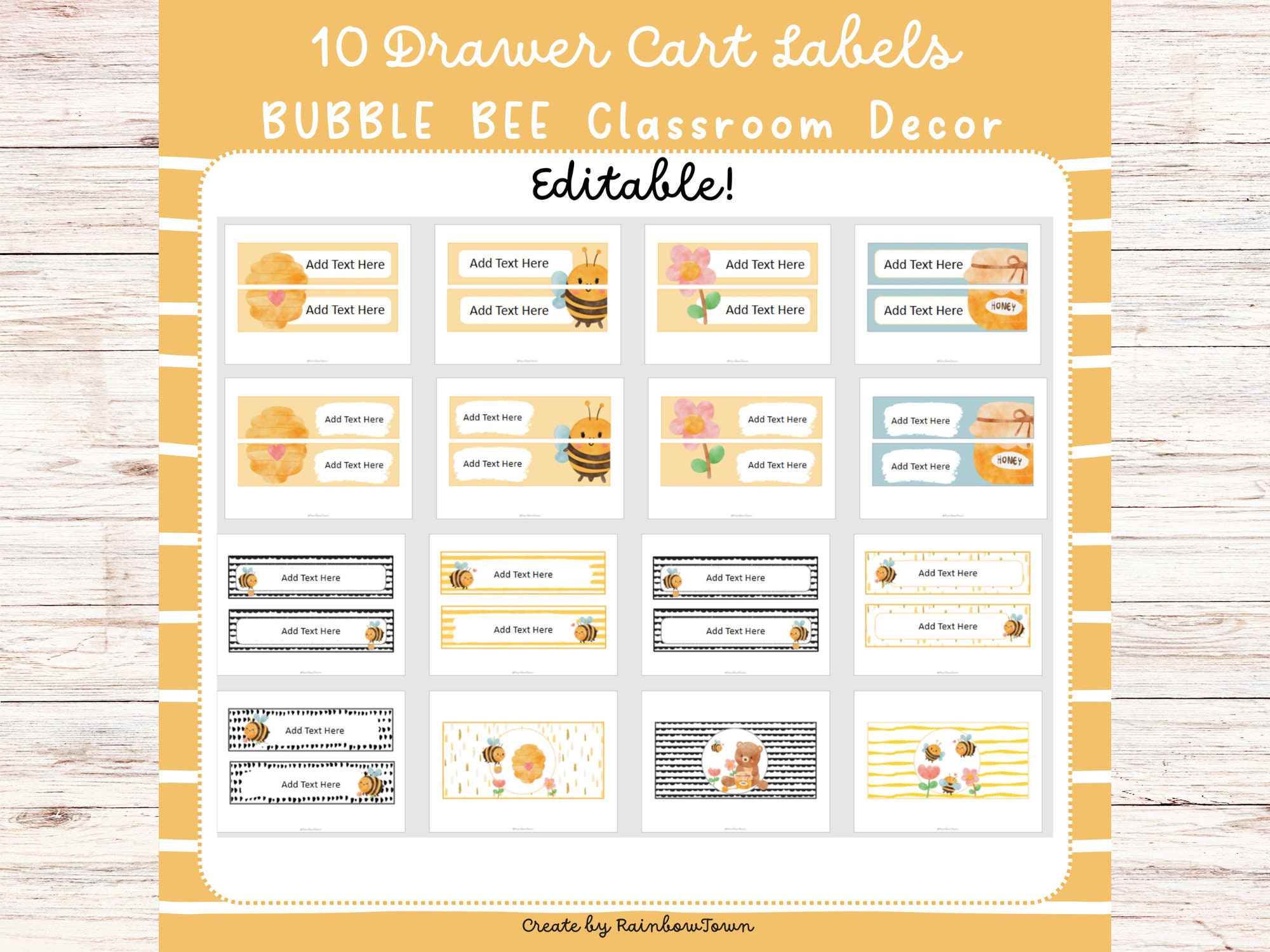 10 Drawer Cart Labels Editable Teacher Rolling Cart Labels BEE - Etsy