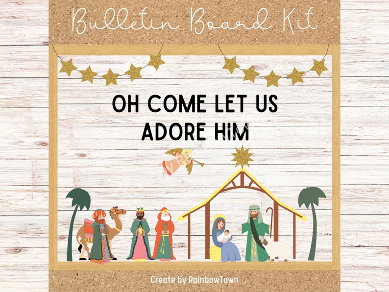 Nativity Scene Bulletin Board Kit Christmas Christian Classroom Decor ...
