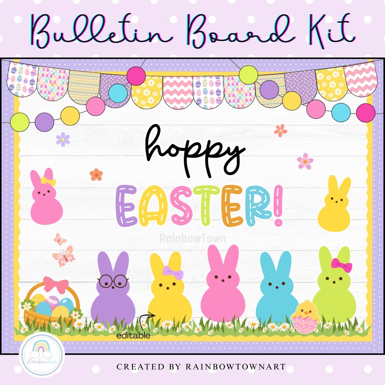 Easter Bulletin Board Kit Bunny Classroom Decor Printable & Editable - Etsy