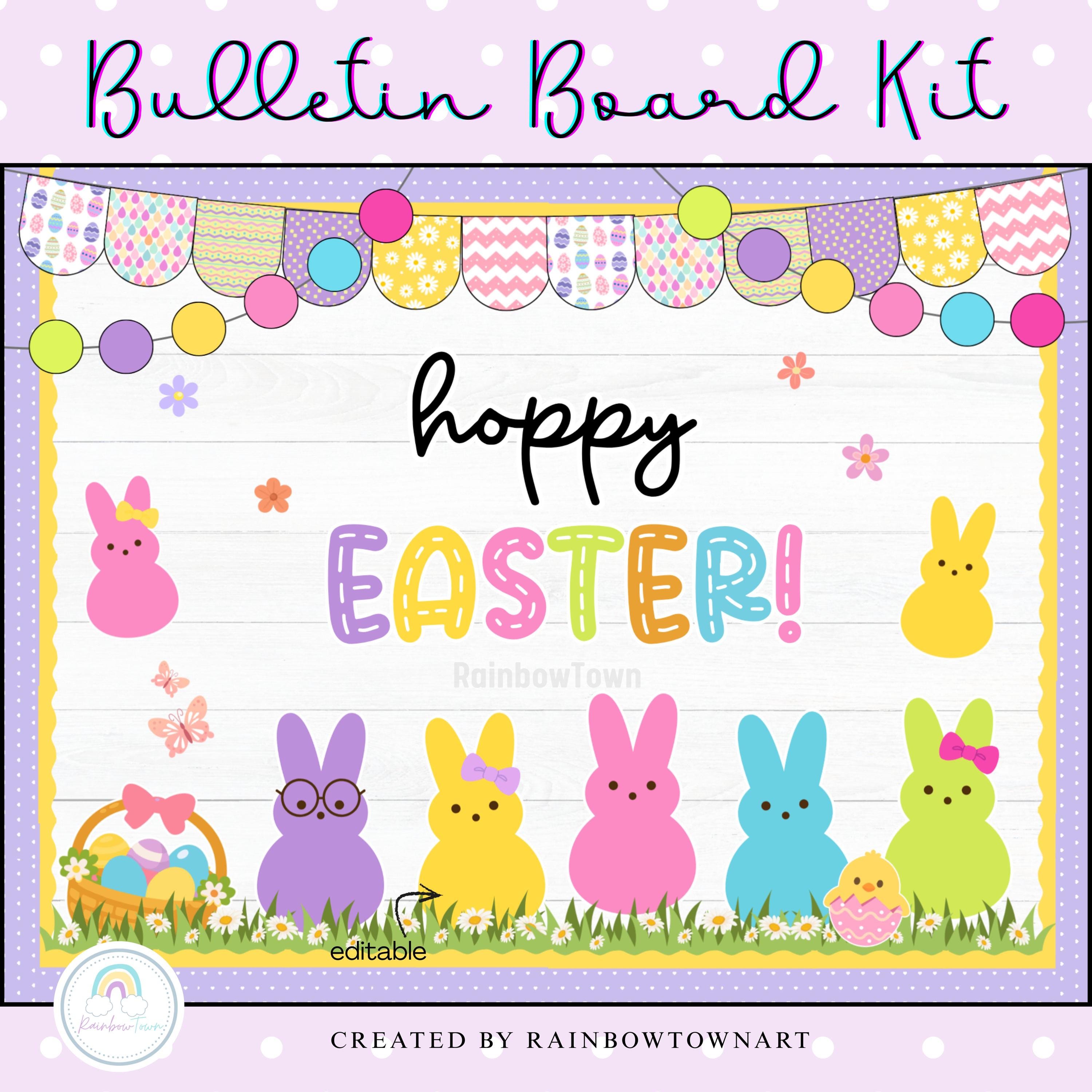 Easter Bulletin Board Kit Bunny Classroom Decor Printable & Editable - Etsy