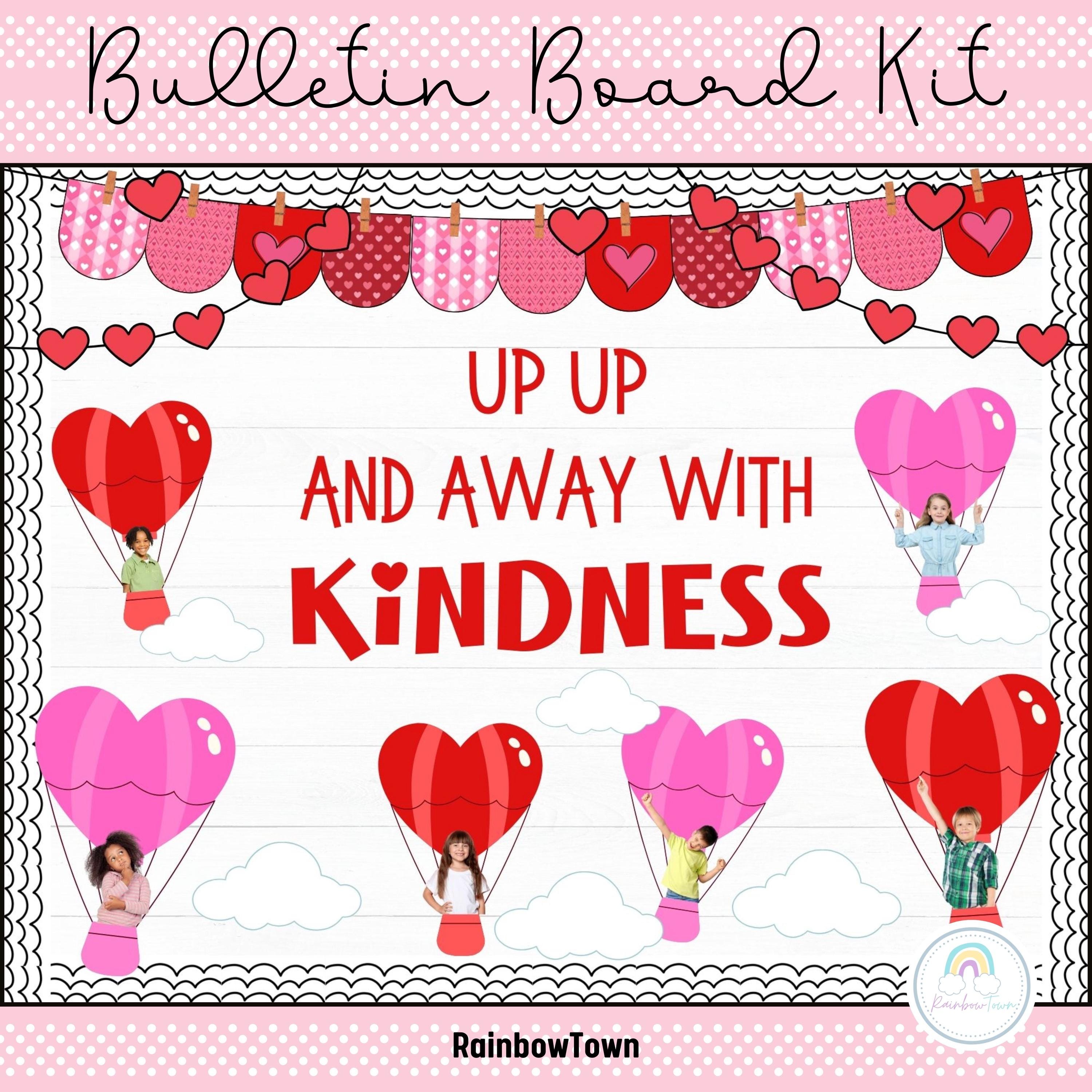 Valentine's Day Bulletin Board Kit Hot Air Balloon Classroom Decor ...