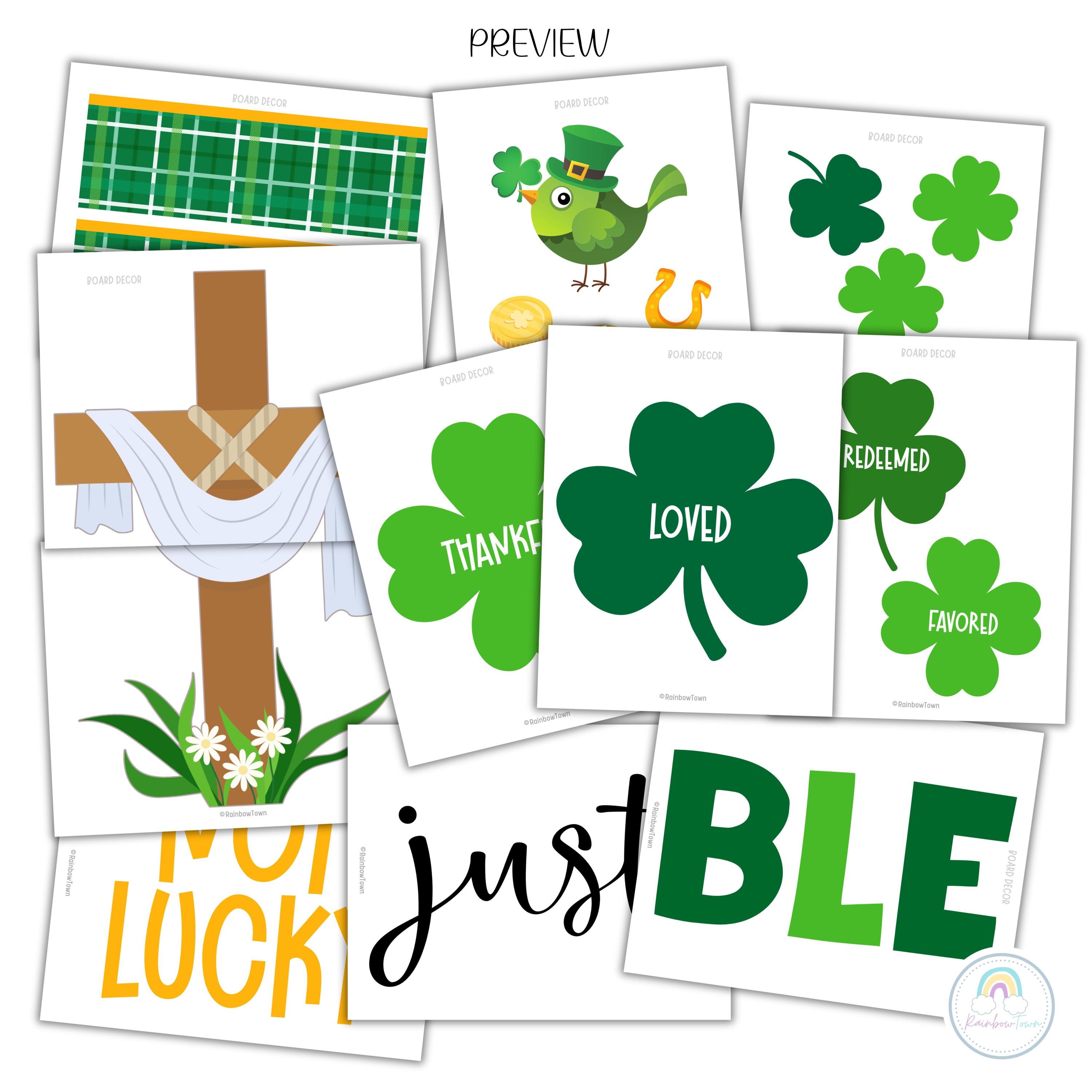 St. Patrick's Day Bulletin Board Kit Shamrock Classroom Door Decor ...