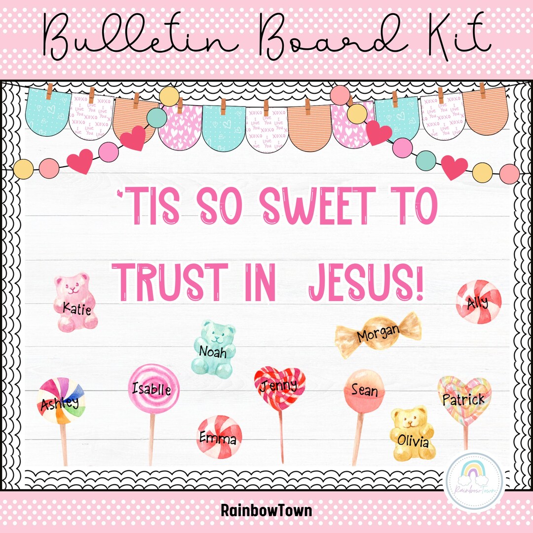 Valentine's Day Bulletin Board Kit Sweet Candy Theme Christian ...