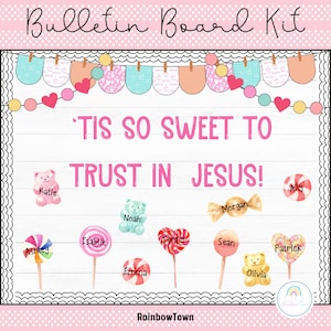 Valentine's Day Bulletin Board Kit Sweet Candy Theme Christian ...