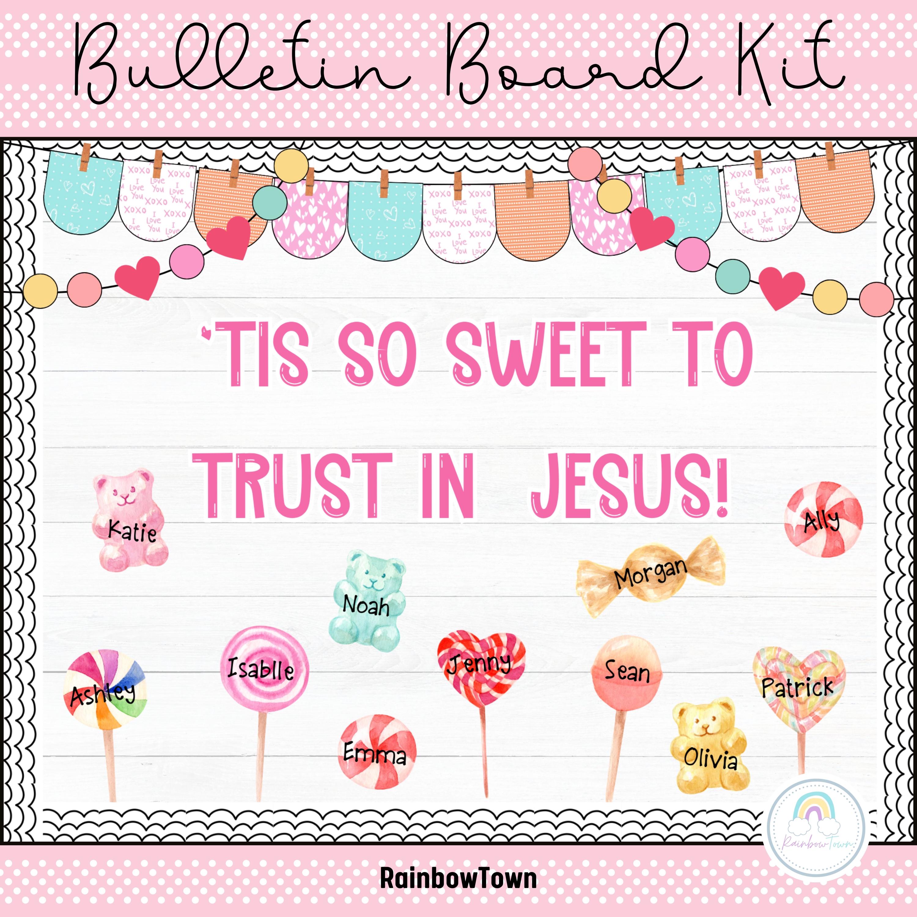 Valentine's Day Bulletin Board Kit Sweet Candy Theme Christian ...