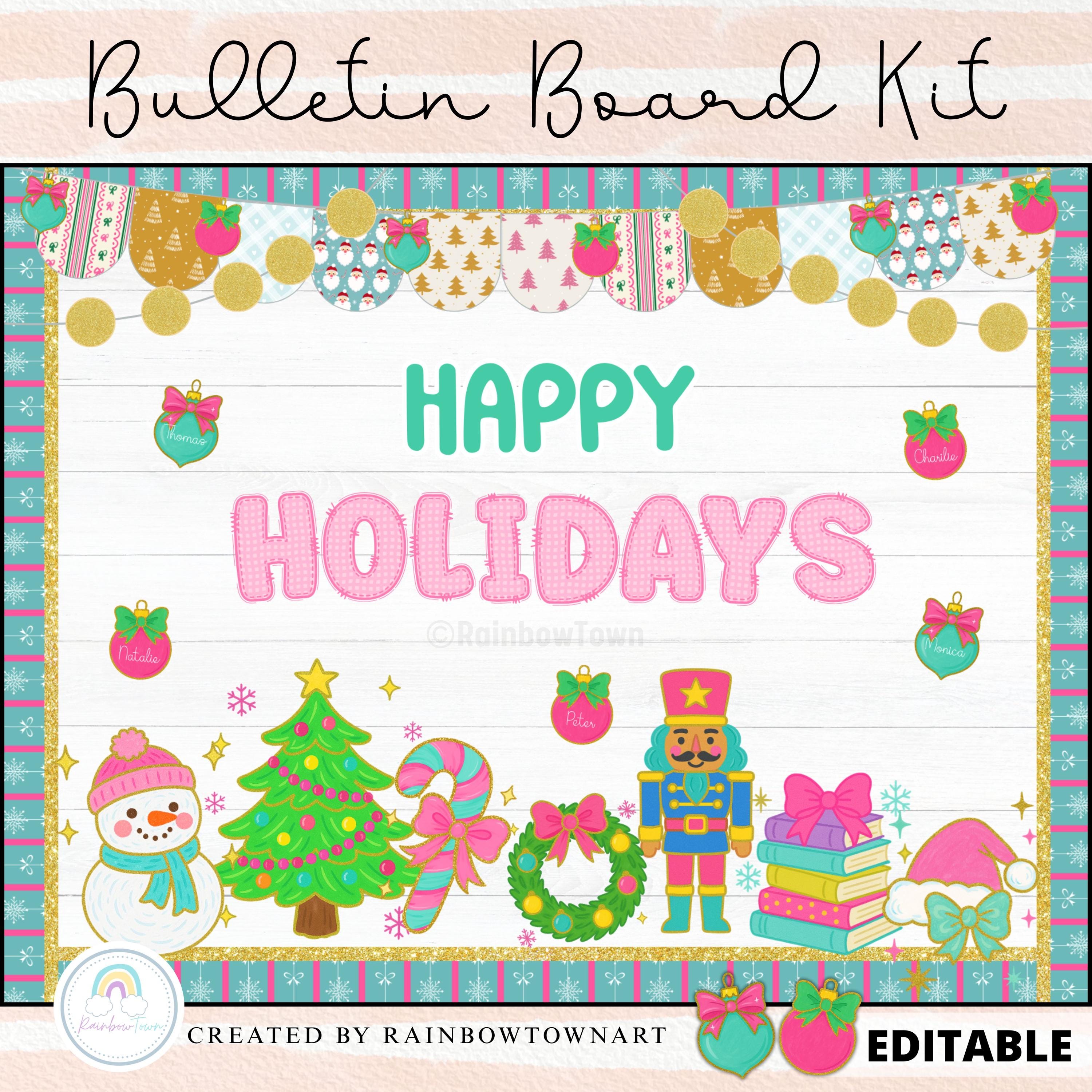 Christmas Bulletin Board Kit Holiday Classroom Decorations Printable ...