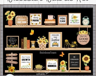 Spring Bulletin Board Kit Sunflower Farmhouse Motivation Classroom Door ...