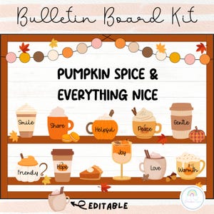 Fall Bulletin Board Kit Pumpkin Spice Kindness Classroom Decor ...