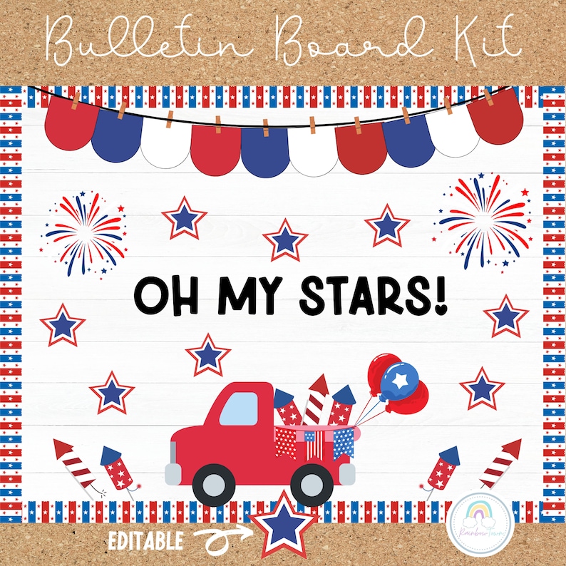 4th of July Bulletin Board Kit Patriotic Classroom Decor (PDF & PNG) - Etsy