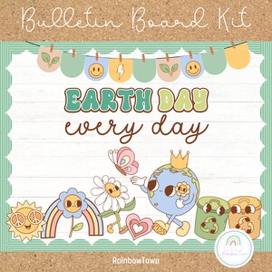 Earth Day Bulletin Board Spring Bulletin Board Kit Groovy Retro ...