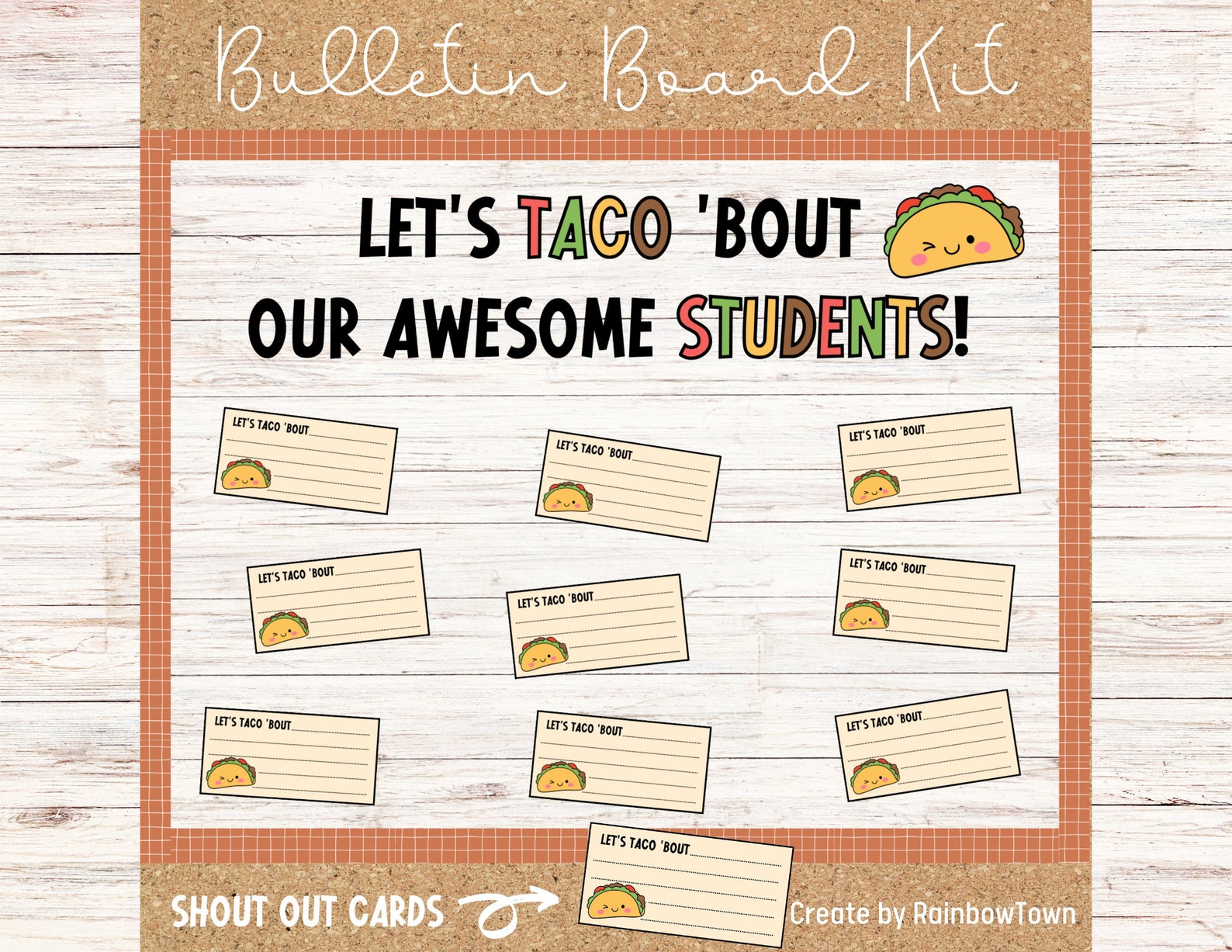 TACO Shout Out Bulletin Board Kit Student Appreciation Shout Out Card ...