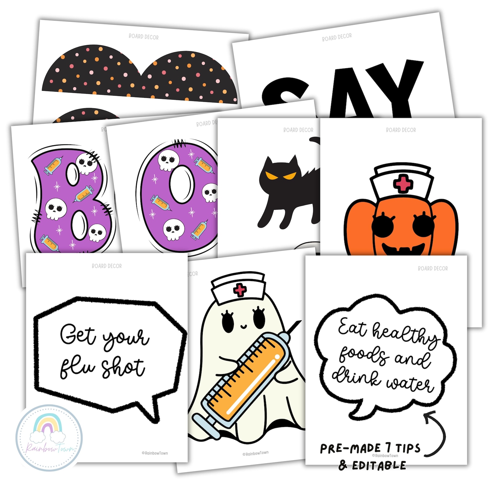 Halloween Bulletin Board Kit Health Habits School Nurse Classroom Decor ...