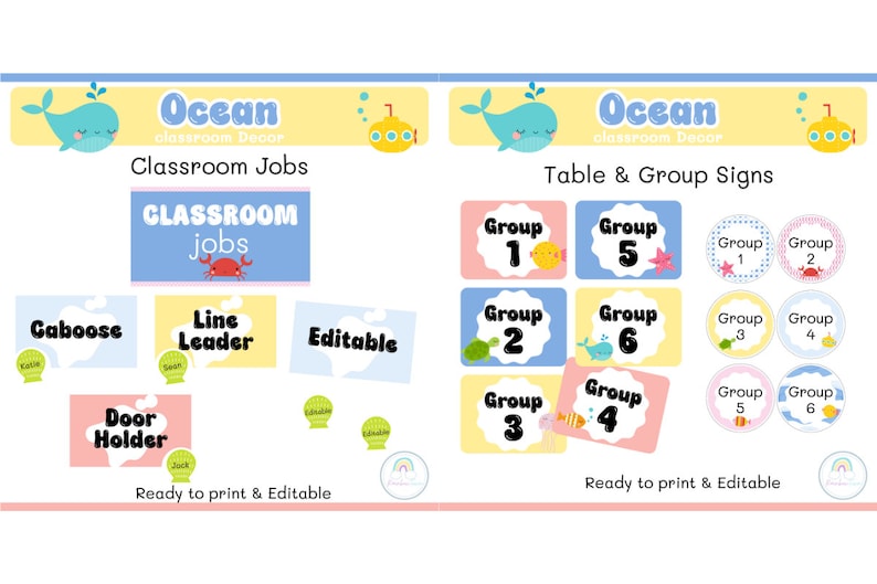 Ocean Pastel Classroom Decor Bundle Under the Sea Theme Decorations ...