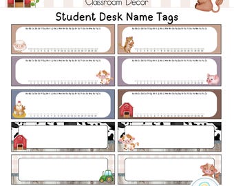 FARM THEME DESK Name Tags, Printable Farm Theme Desk Name Plates ...