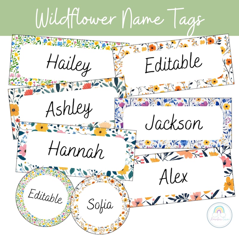 Flower Name Tags - Etsy