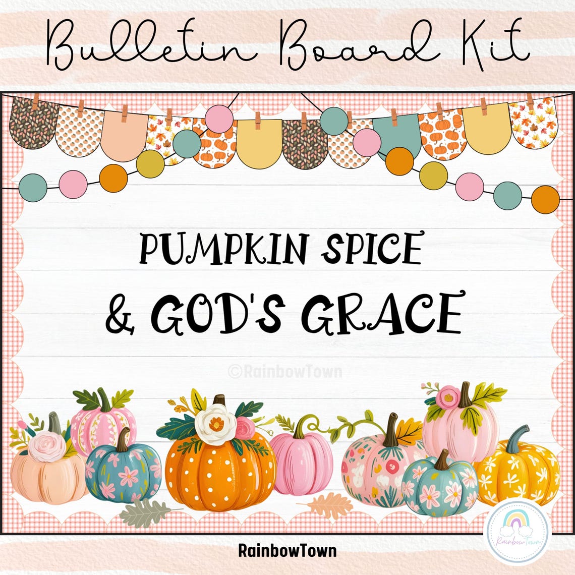Fall Bulletin Board Pastel Pumpkin Christian Classroom Decor Printable ...