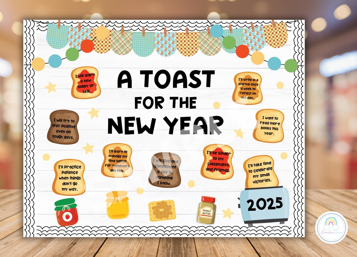 New Year Bulletin Board Kit Toast Classroom Decor Printable & Editable ...