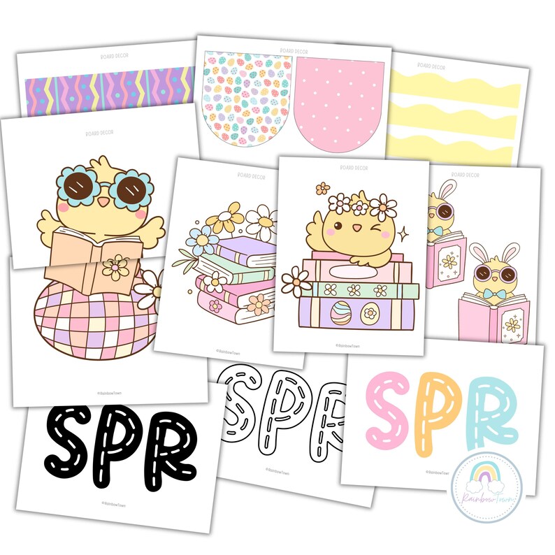 Spring Bulletin Board Kit Pastel Reading Corner Library Classroom Decor ...