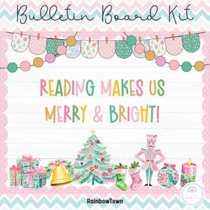 Christmas Bulletin Board Kit Preppy Pink Christmas Classroom Decor ...