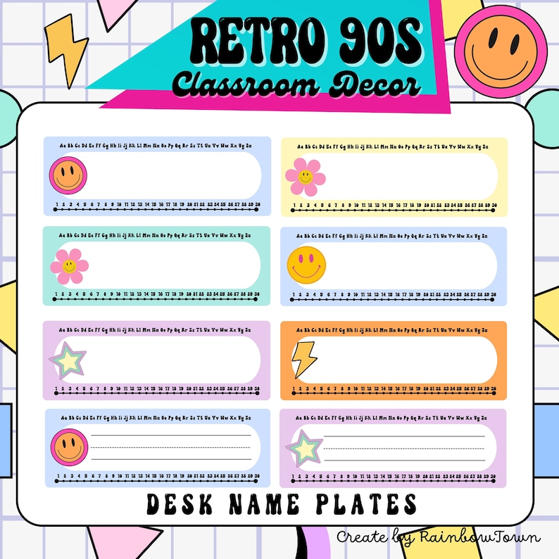 90s Groovy Retro Classroom Decor Bundle Printable - Etsy