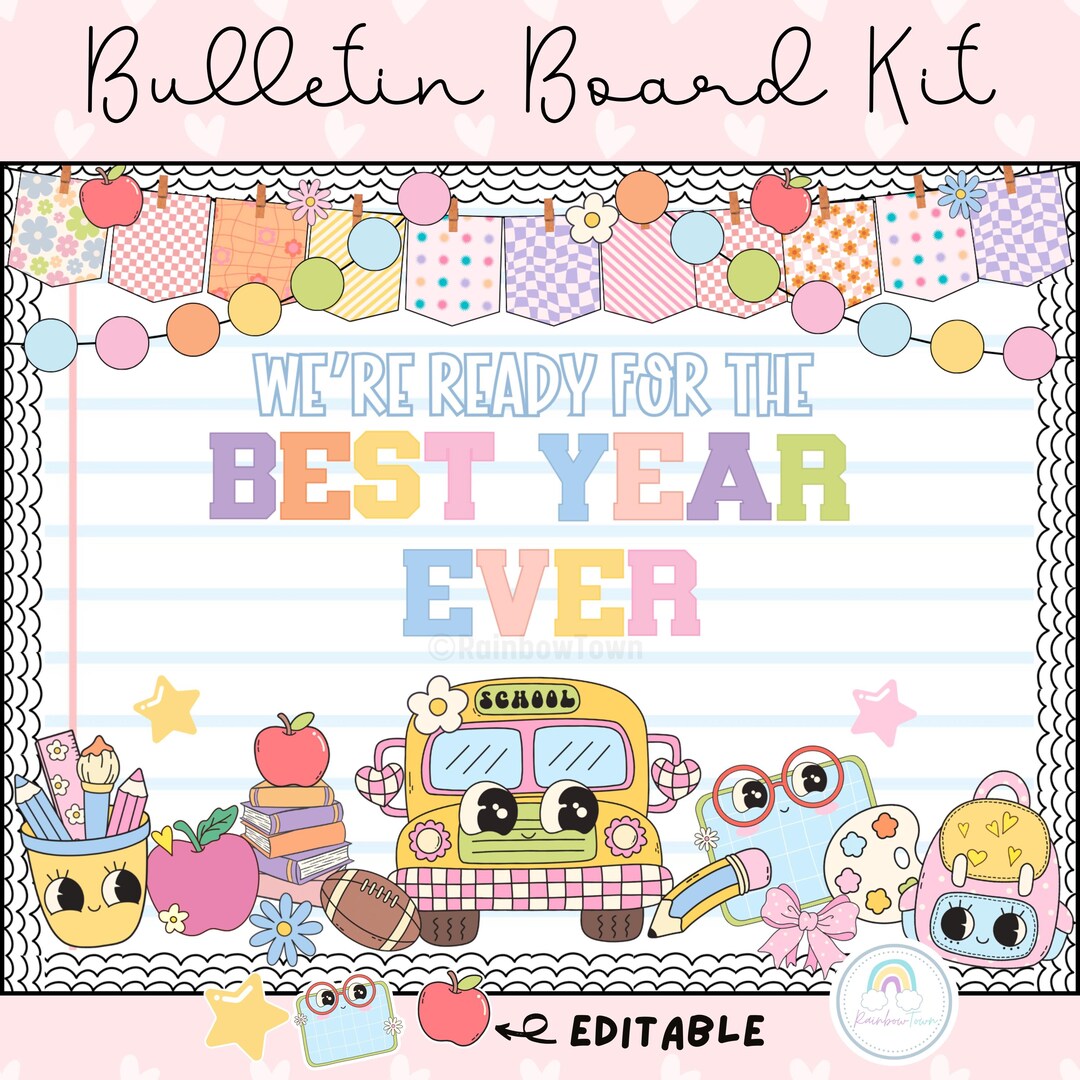 Retro Pastel Bulletin Board Kit Back to School Classroom Decor ...