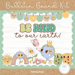 Earth Day Bulletin Board Spring Bulletin Board Kit Groovy Retro ...