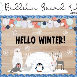 Winter Bulletin Board Kit Arctic Animals Classroom Decor Editable ...