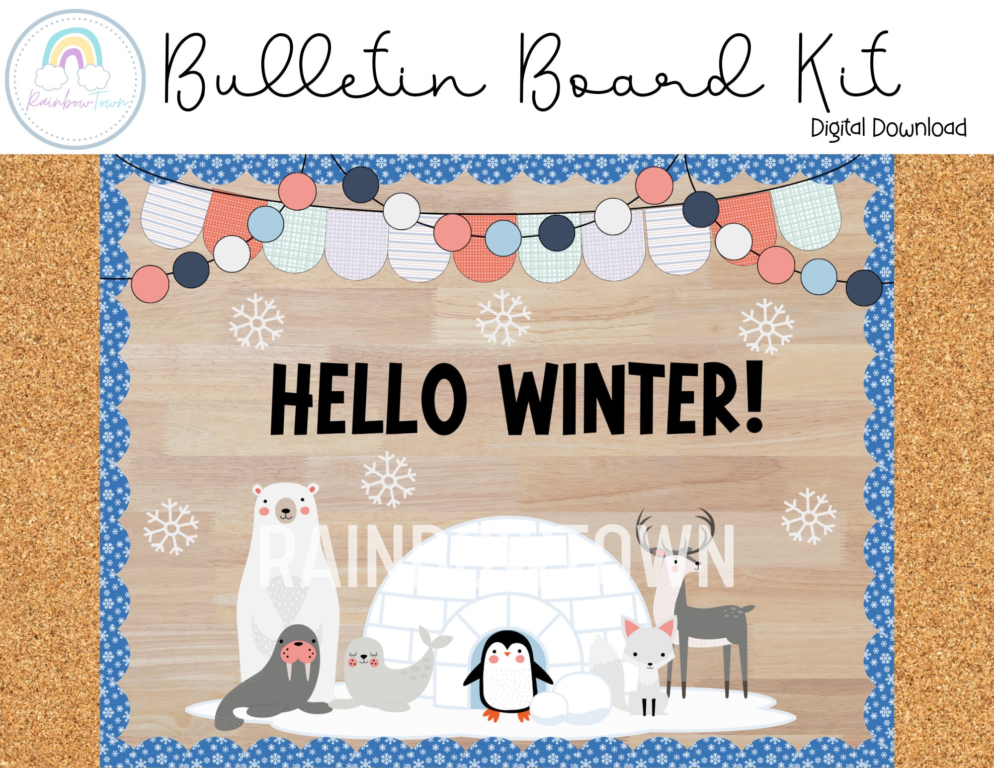Winter Bulletin Board Kit Arctic Animals Classroom Decor Editable ...