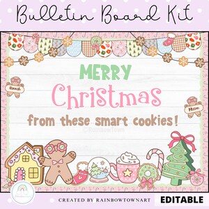 Christmas Bulletin Board Kit Gingerbread Holiday Classroom Decor ...