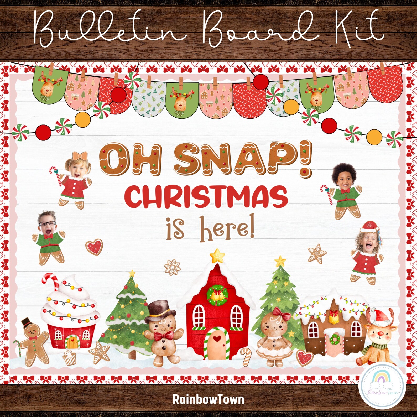 Christmas Bulletin Board Kit Gingerbread Holiday Classroom Decor ...
