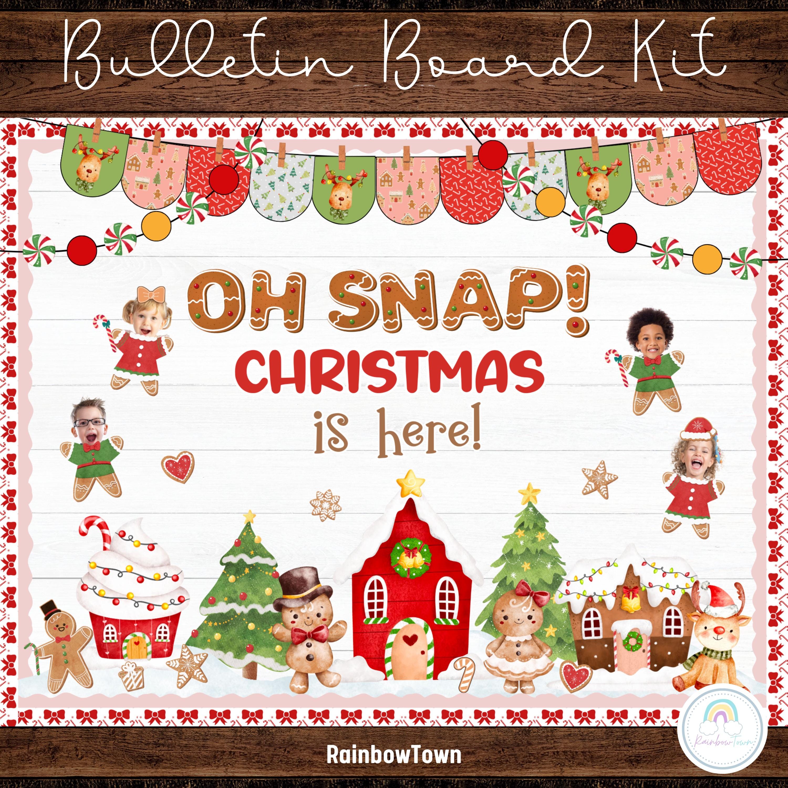 Christmas Bulletin Board Kit Gingerbread Holiday Classroom Decor ...