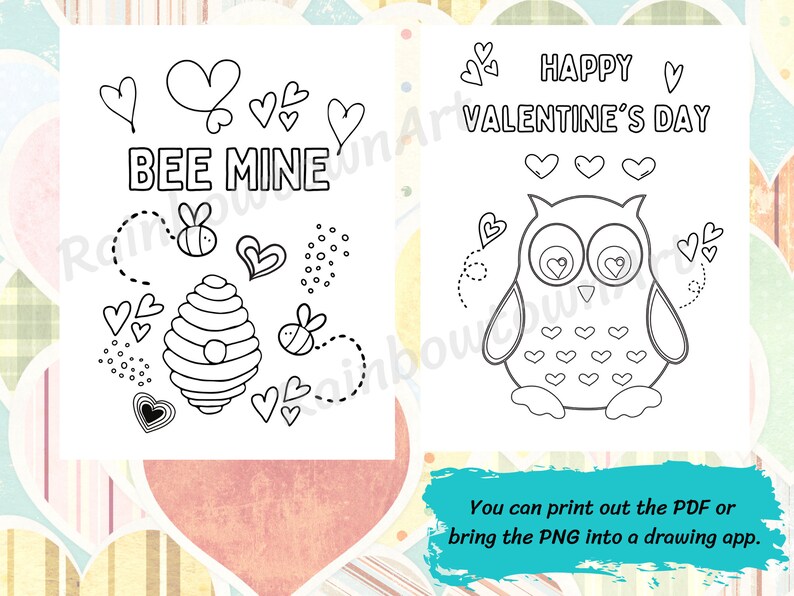 Valentine's Day Coloring Pages Printable Classroom - Etsy