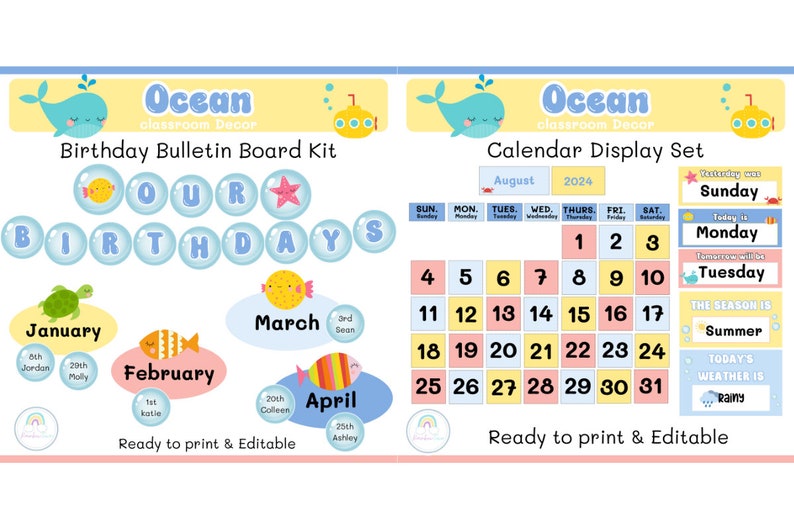 Ocean Pastel Classroom Decor Bundle Under the Sea Theme Decorations ...