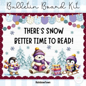 Winter Reading Bulletin Board | Winter Wonderland Library Decor ...